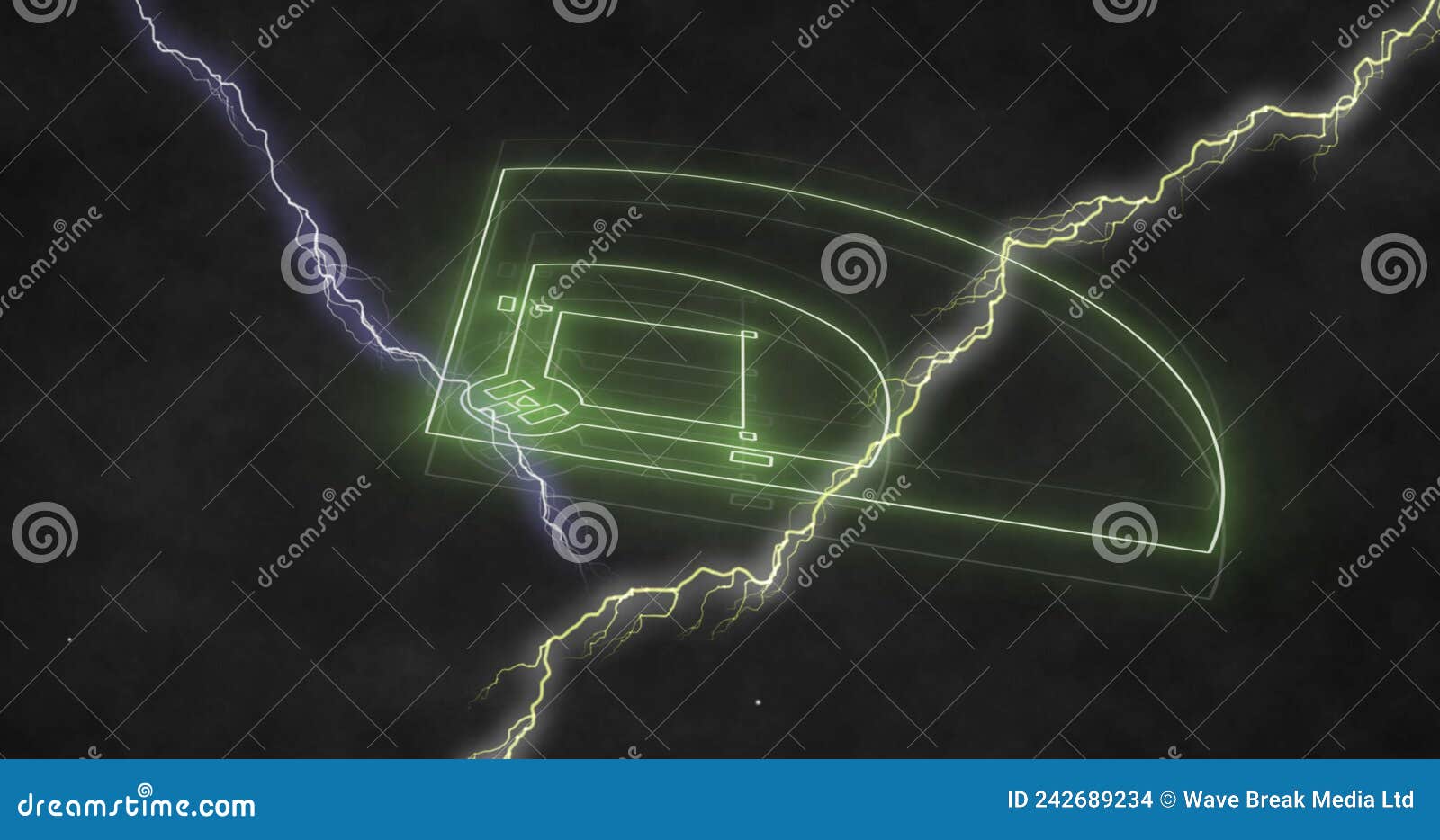 Image of Neon Green Basketball Field and Lightnings Stock Illustration ...