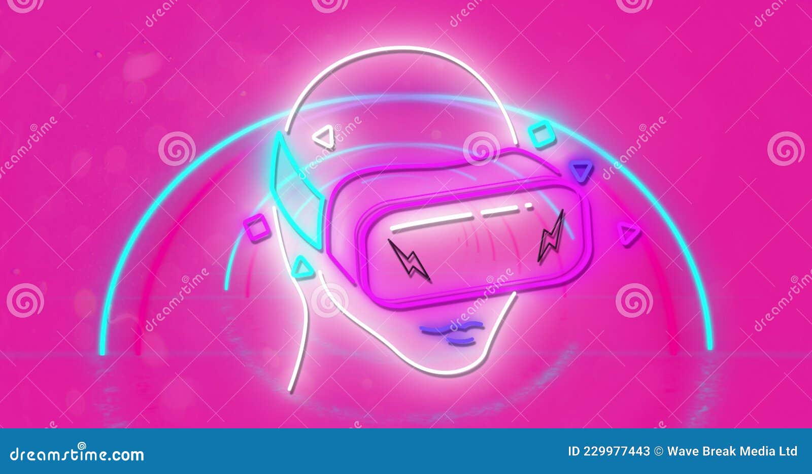 Image of Neon Head Wearing Vr Headset on Vibrant Neon Background Stock ...