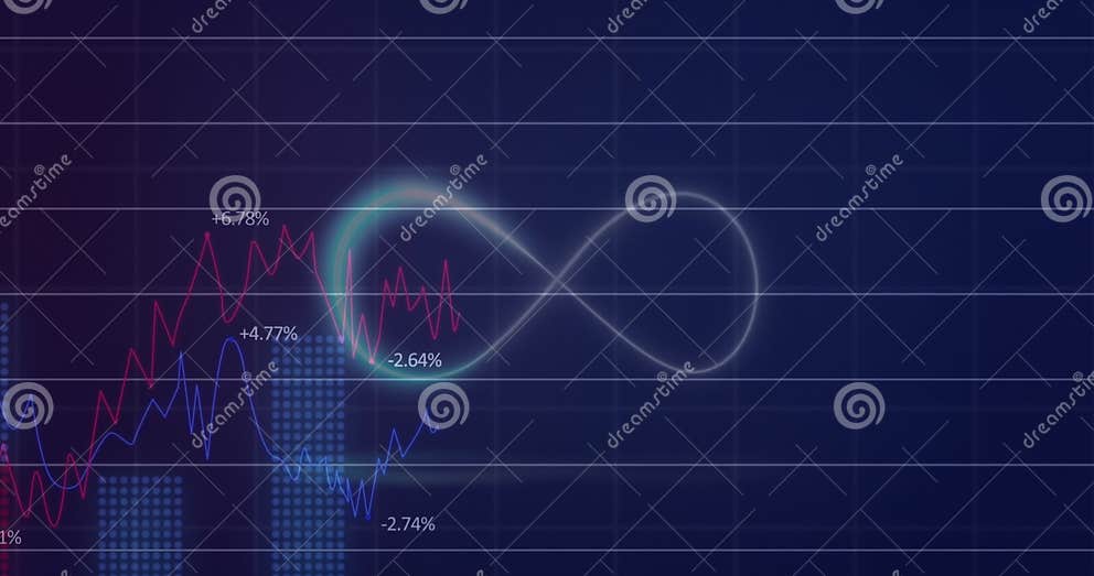 Image of Neon Infinity Symbol Over Statistical Data Processing Against ...