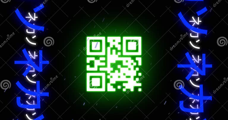 Image of Neon Qr Code Over Neon Qr Code Stock Illustration ...