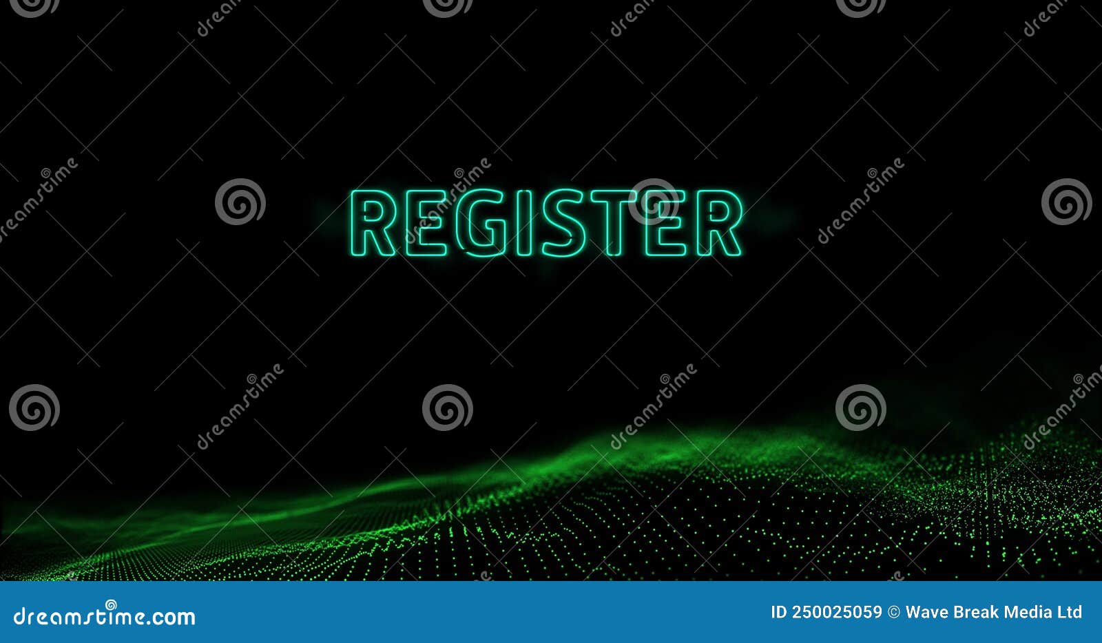 Image of Neon Register Over Black Background with Green Glitter Stock ...