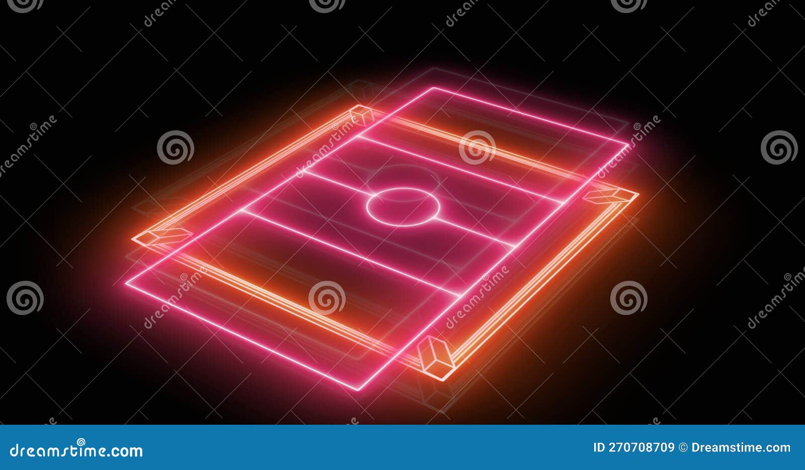 Image of Neon Stadium and Ring on Black Background Stock Illustration ...