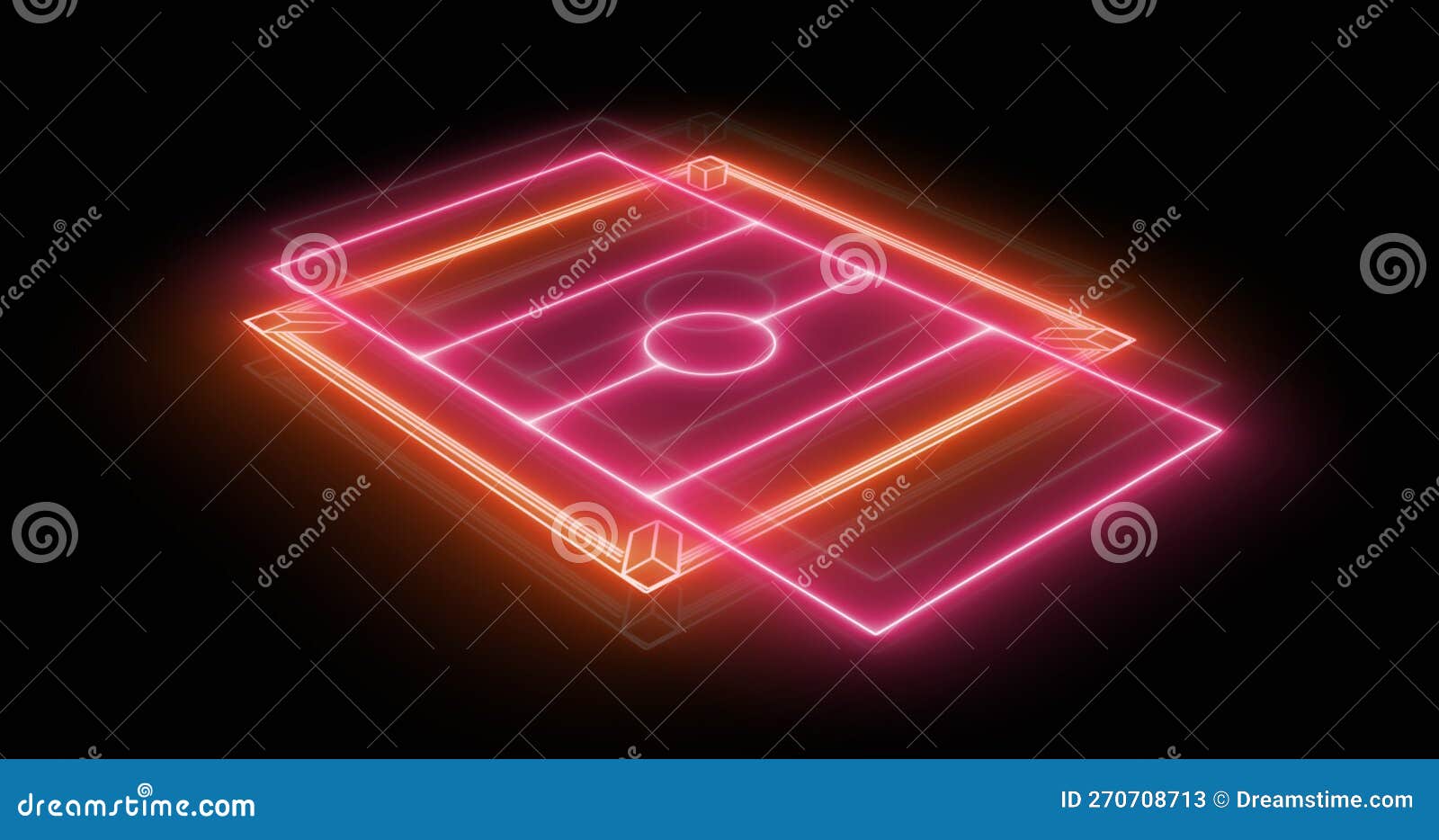 Image of Neon Stadium and Ring on Black Background Stock Illustration ...