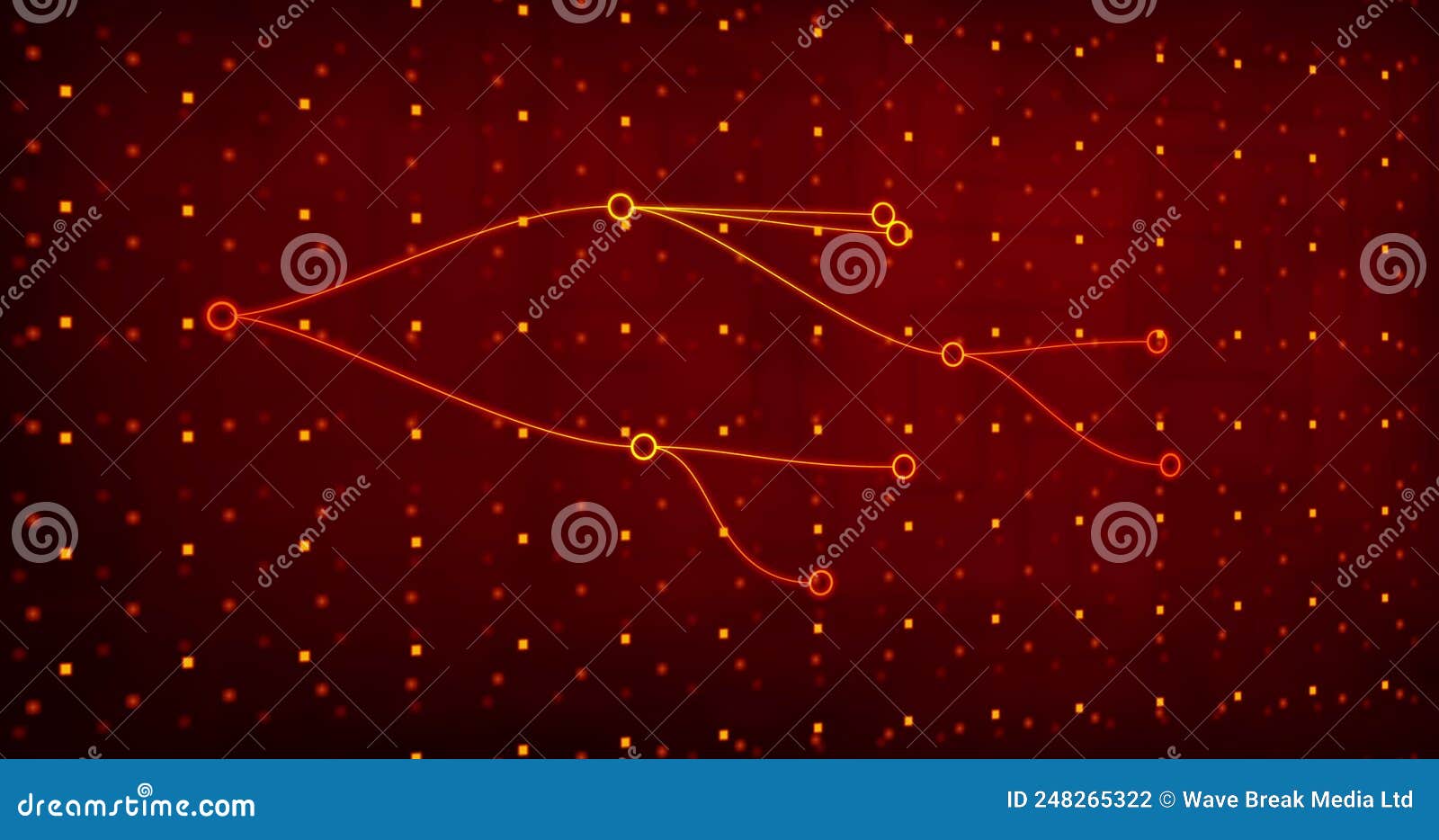 Image of Network of Connection with Red and Yellow Dots on Red ...