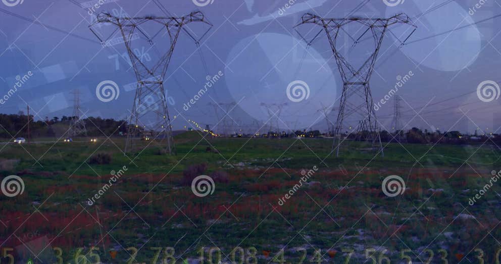 Image of Network of Connections with Construction Over Pylons Stock ...