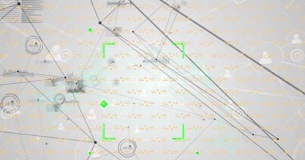 Image of Network of Connections with Data Processing and Shapes Over ...
