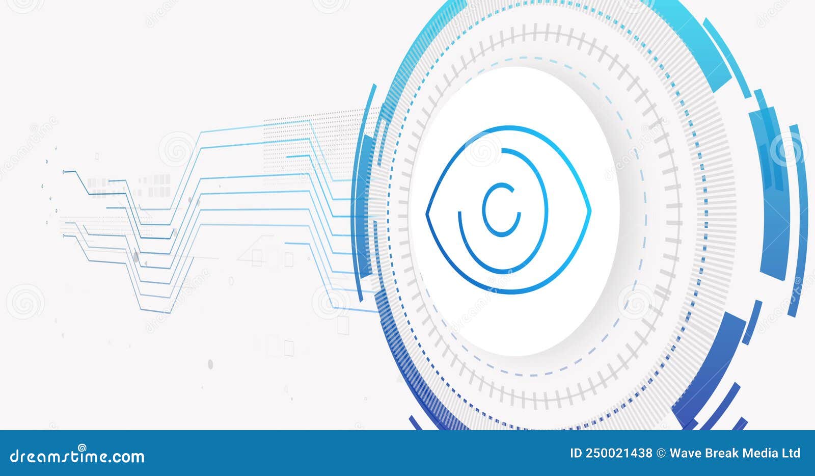 Image of Network of Connections and Eye on White Background Stock ...