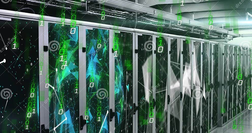 Image of Network of Connections with Falling Binary Coding Over Server ...