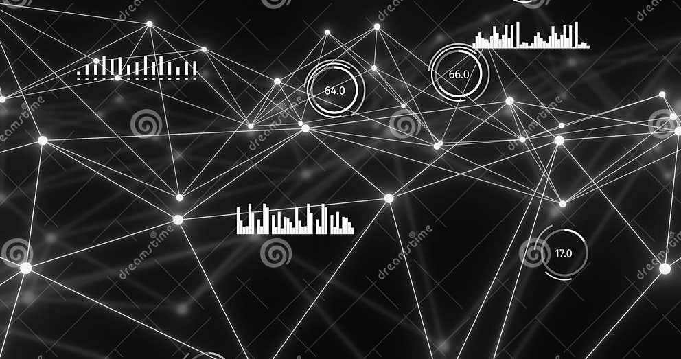 Image of Network of Connections with Glowing Nodes Over Black ...