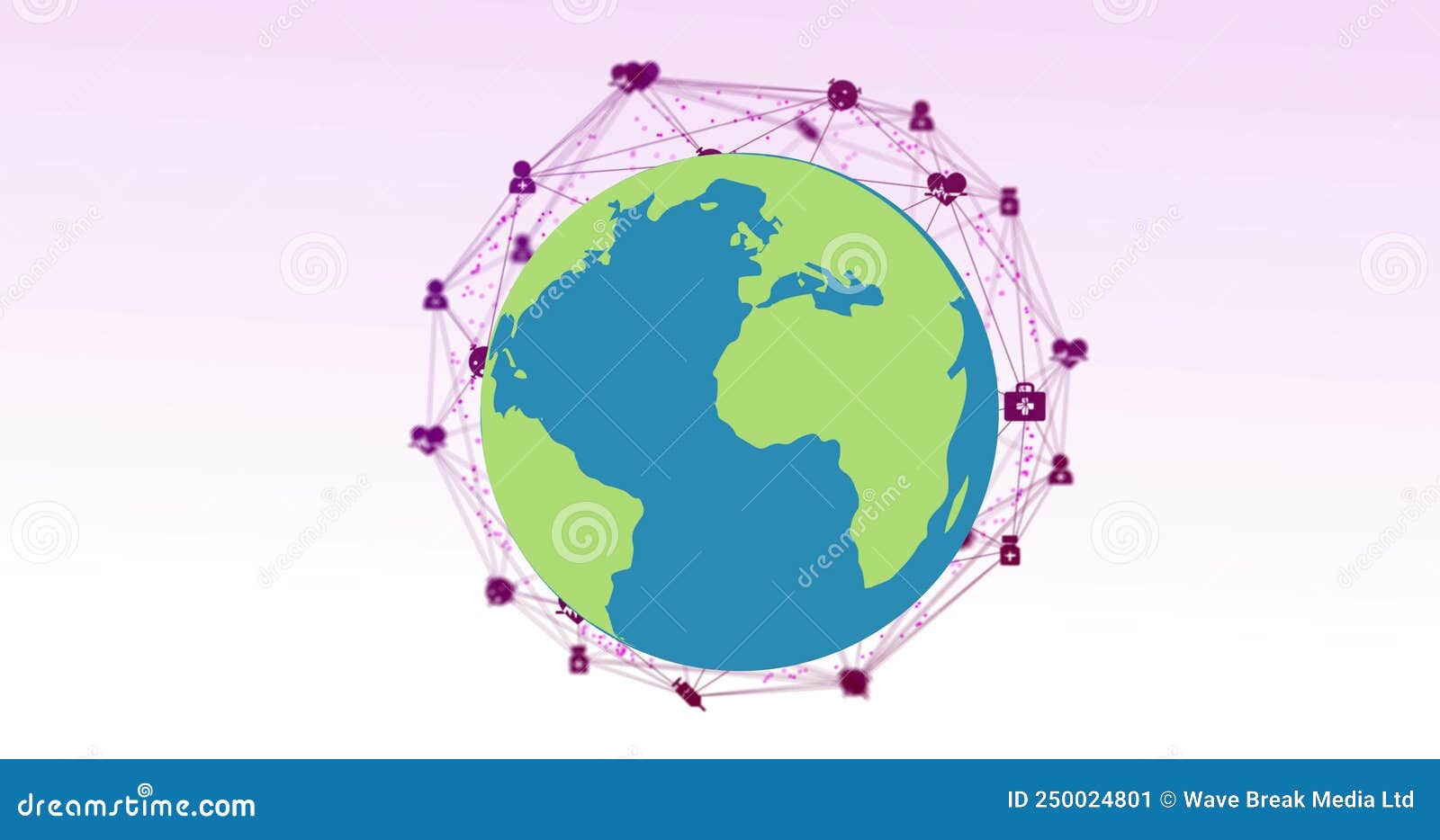 Image of Network of Connections with Icons and Globe on White ...