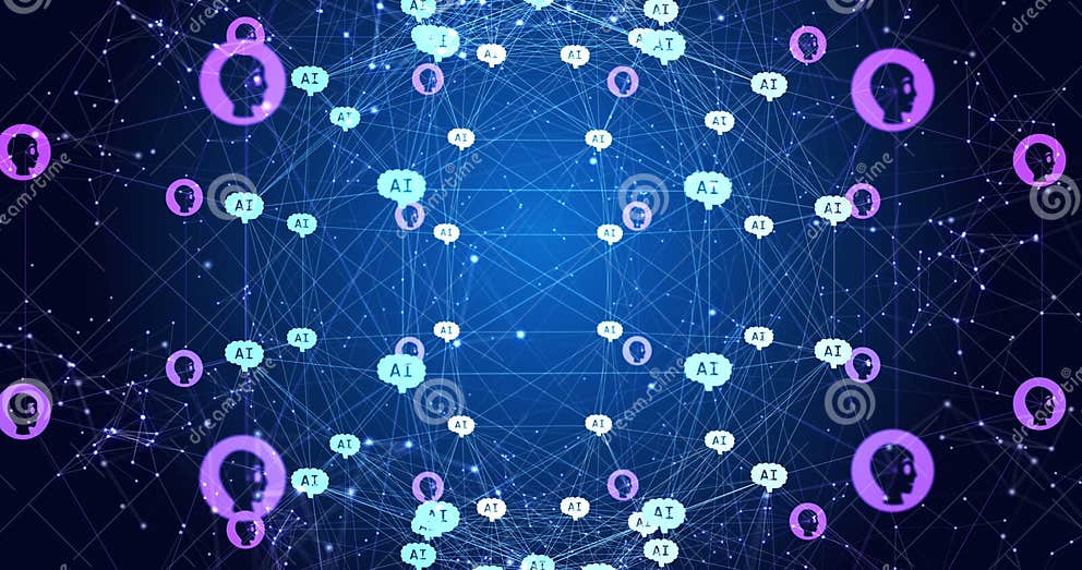 Image of Network of Connections with Icons and Growing Networks Stock ...