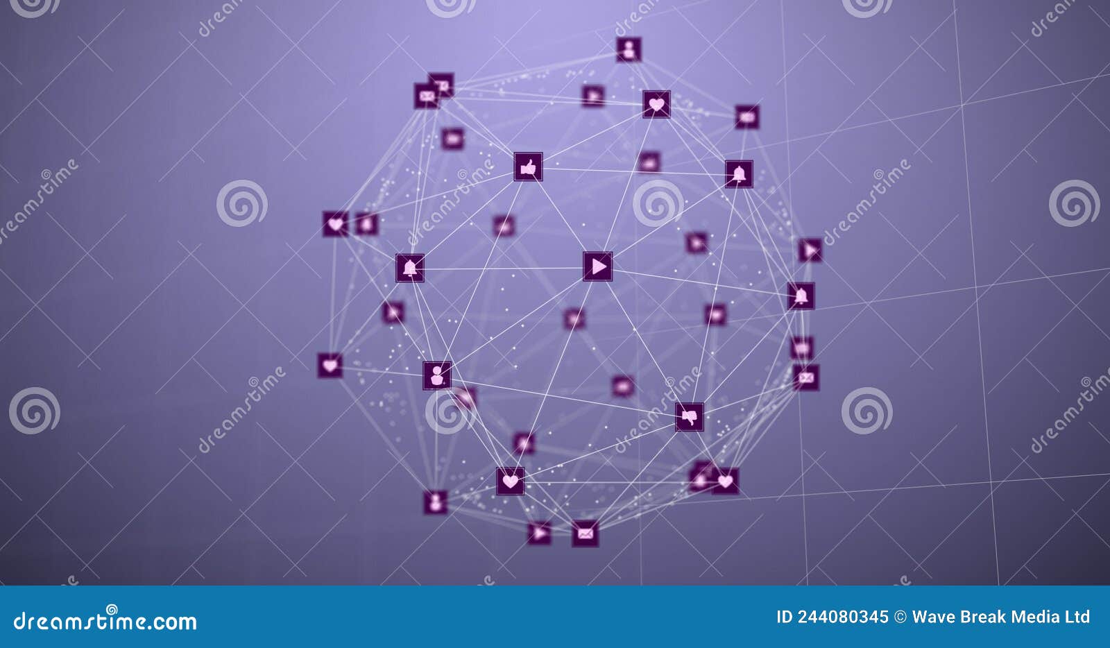 Image of Network of Connections with Icons and Numbers on Violet ...
