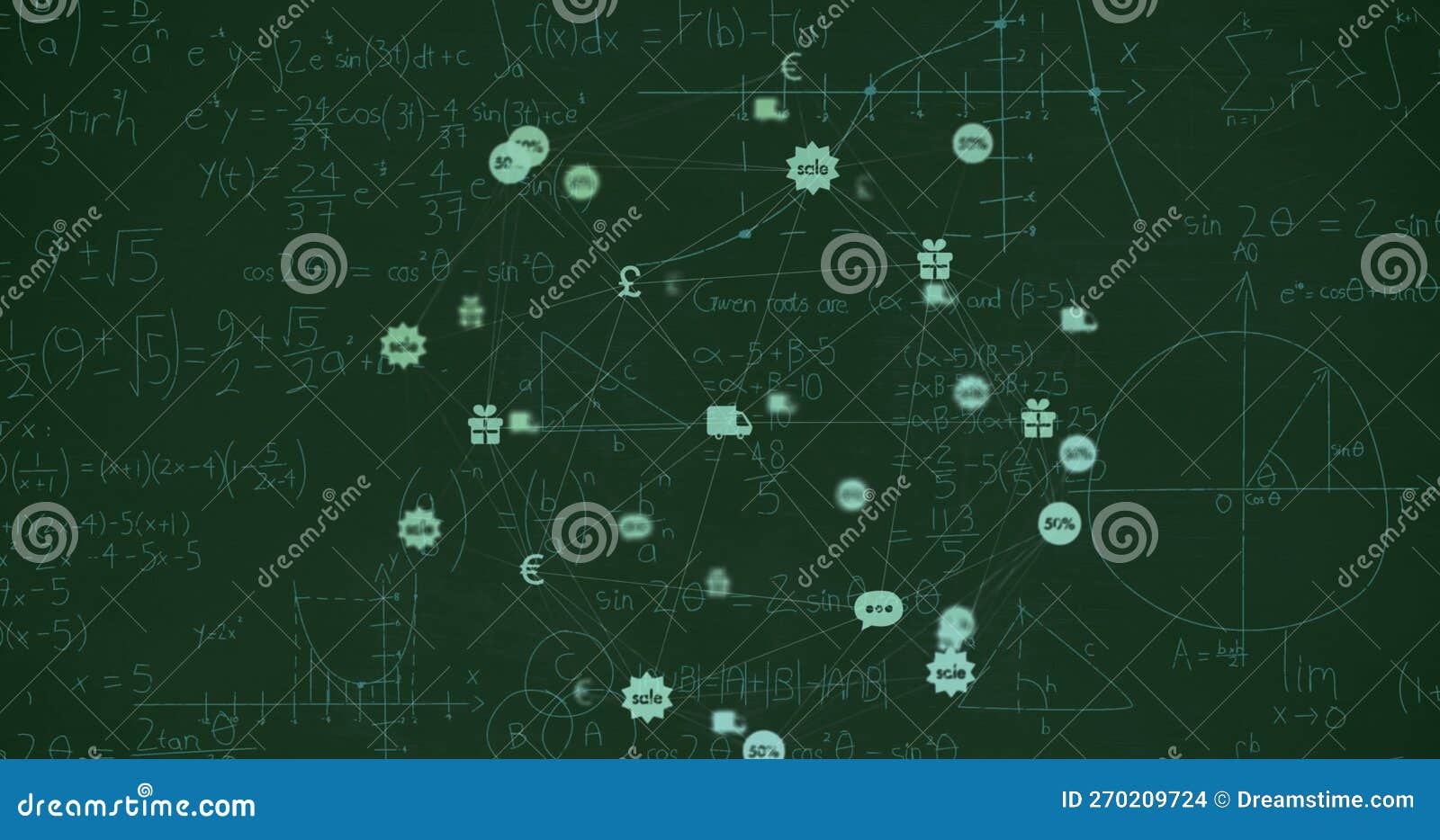Image of Network of Connections with Icons Over Mathematical Equations ...