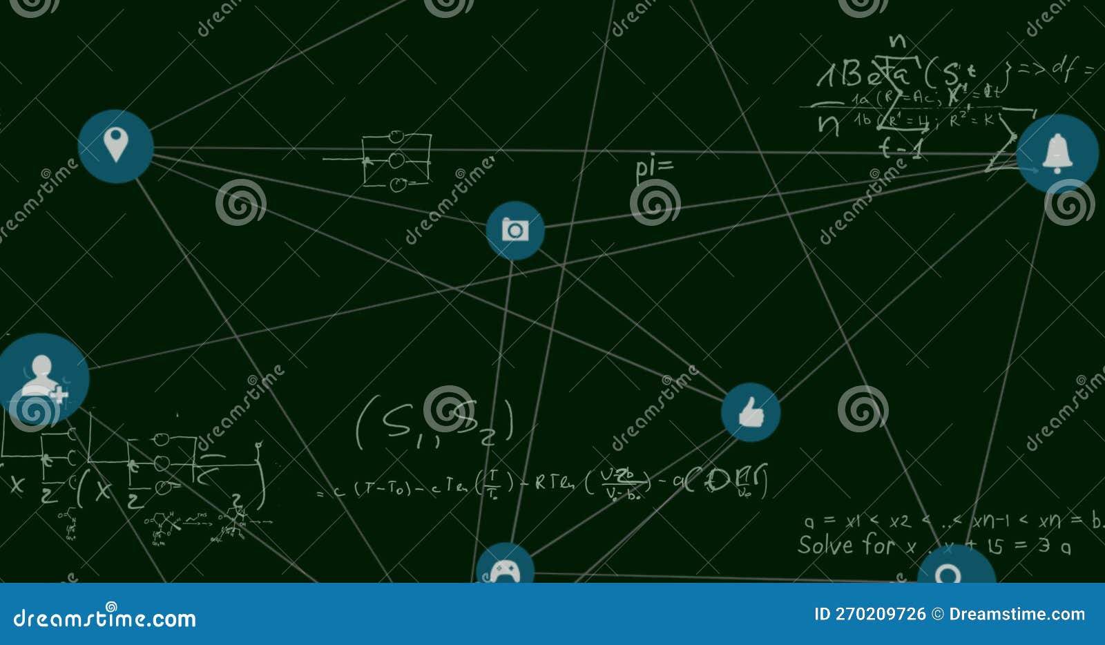 Image of Network of Connections with Icons Over Mathematical Equations ...
