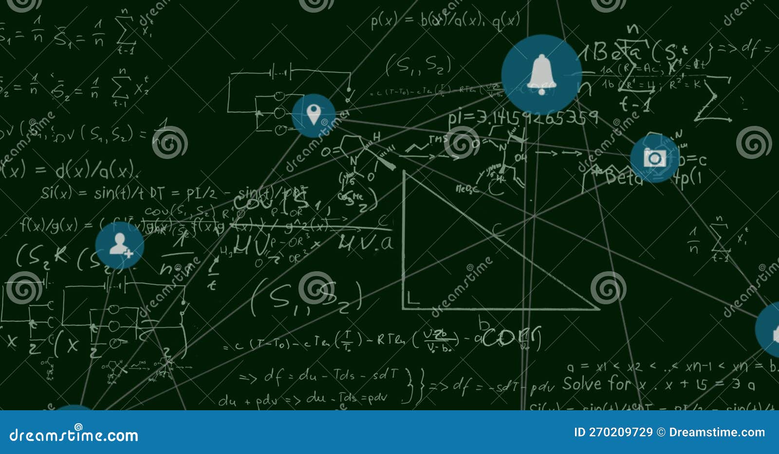 Image of Network of Connections with Icons Over Mathematical Equations ...