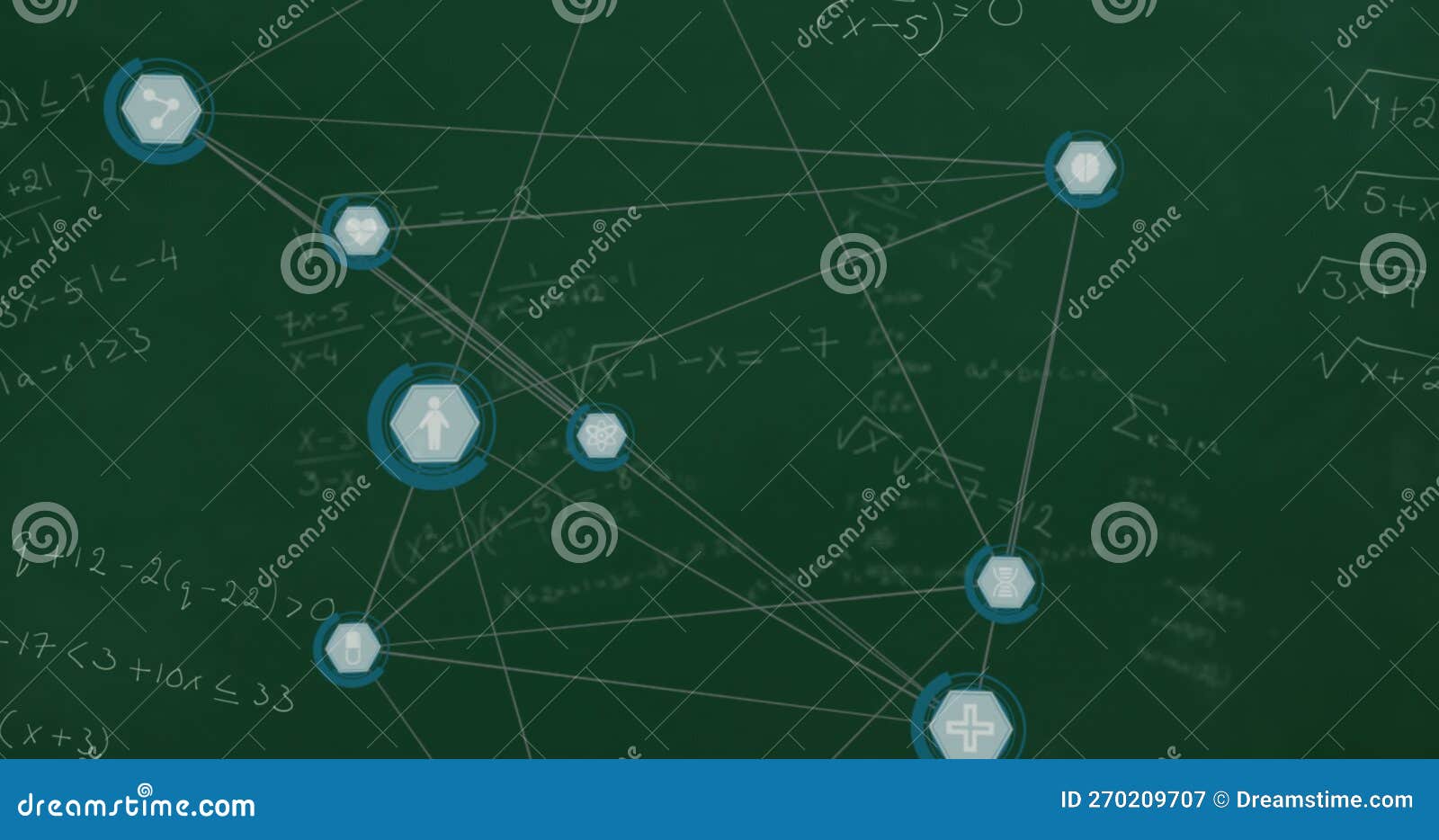 Image of Network of Connections with Icons Over Mathematical Equations ...