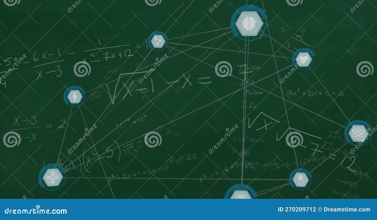 Image of Network of Connections with Icons Over Mathematical Equations ...