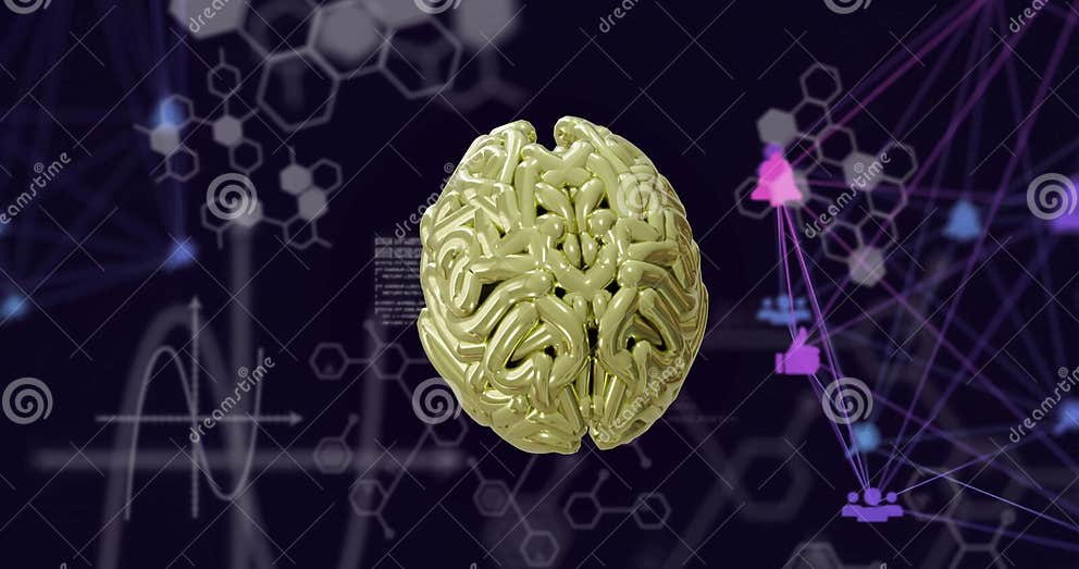 Image of Network of Connections Over Digital Brain and Data Processing ...