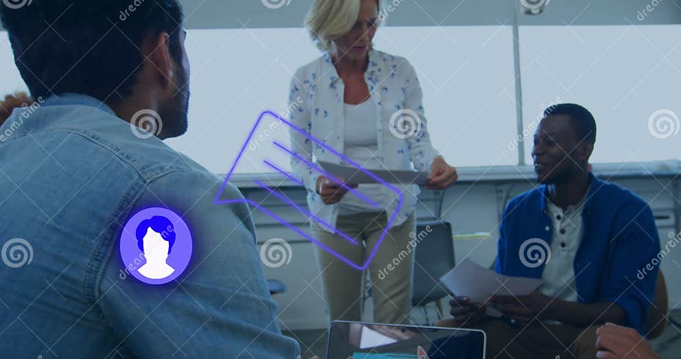 Image of Network of Connections Over Happy Diverse Students Using ...