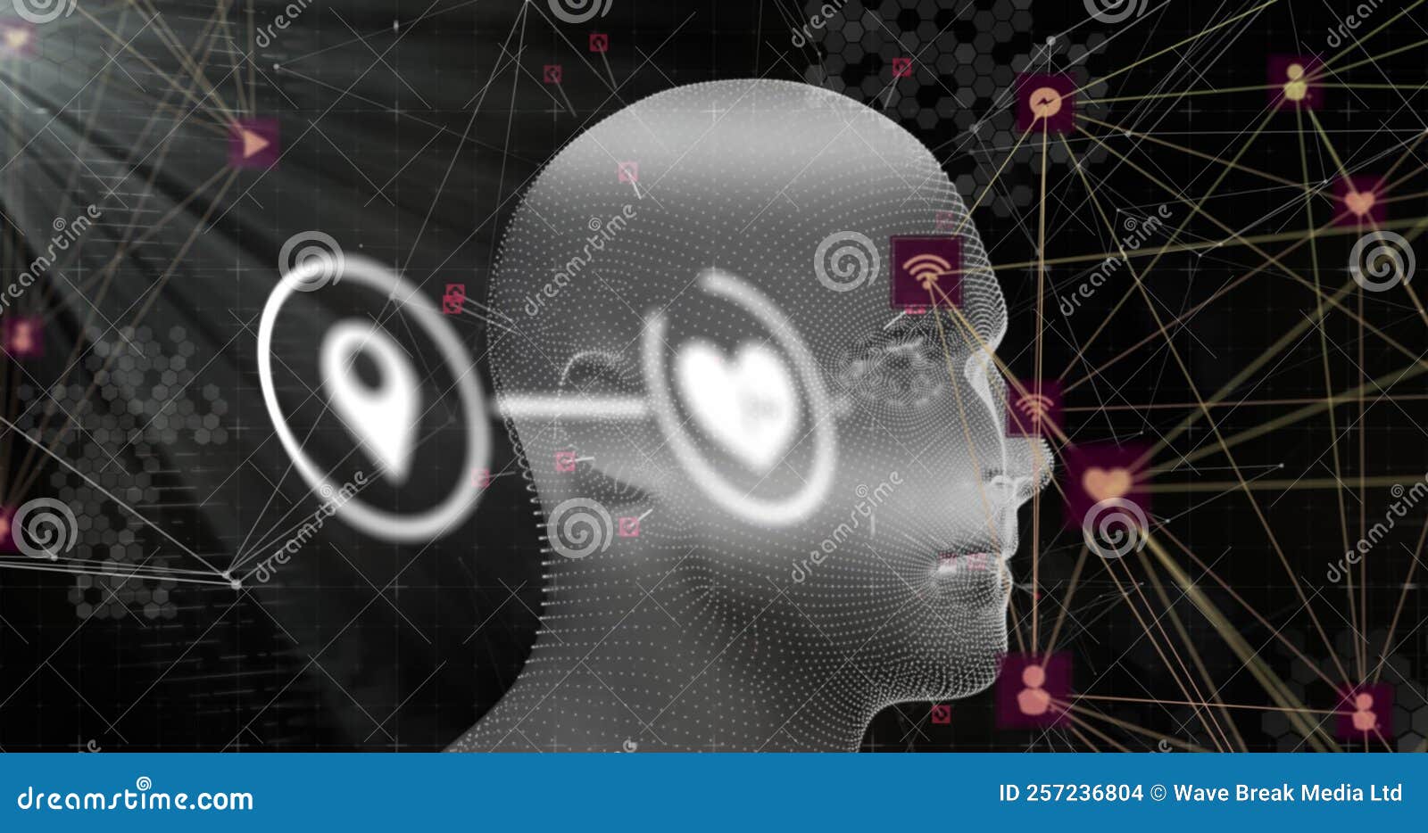 Image of Network of Connections Over Head and Icons Stock Illustration ...