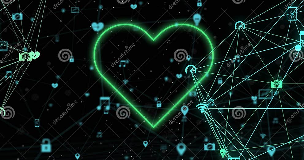 Image of Network of Connections Over Heart Stock Illustration ...