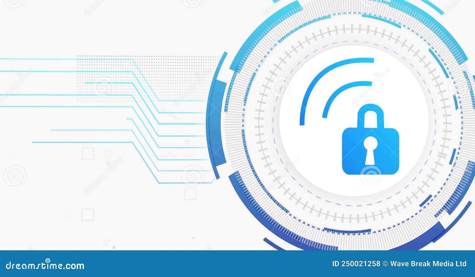 Image of Network of Connections and Padlock on White Background Stock ...