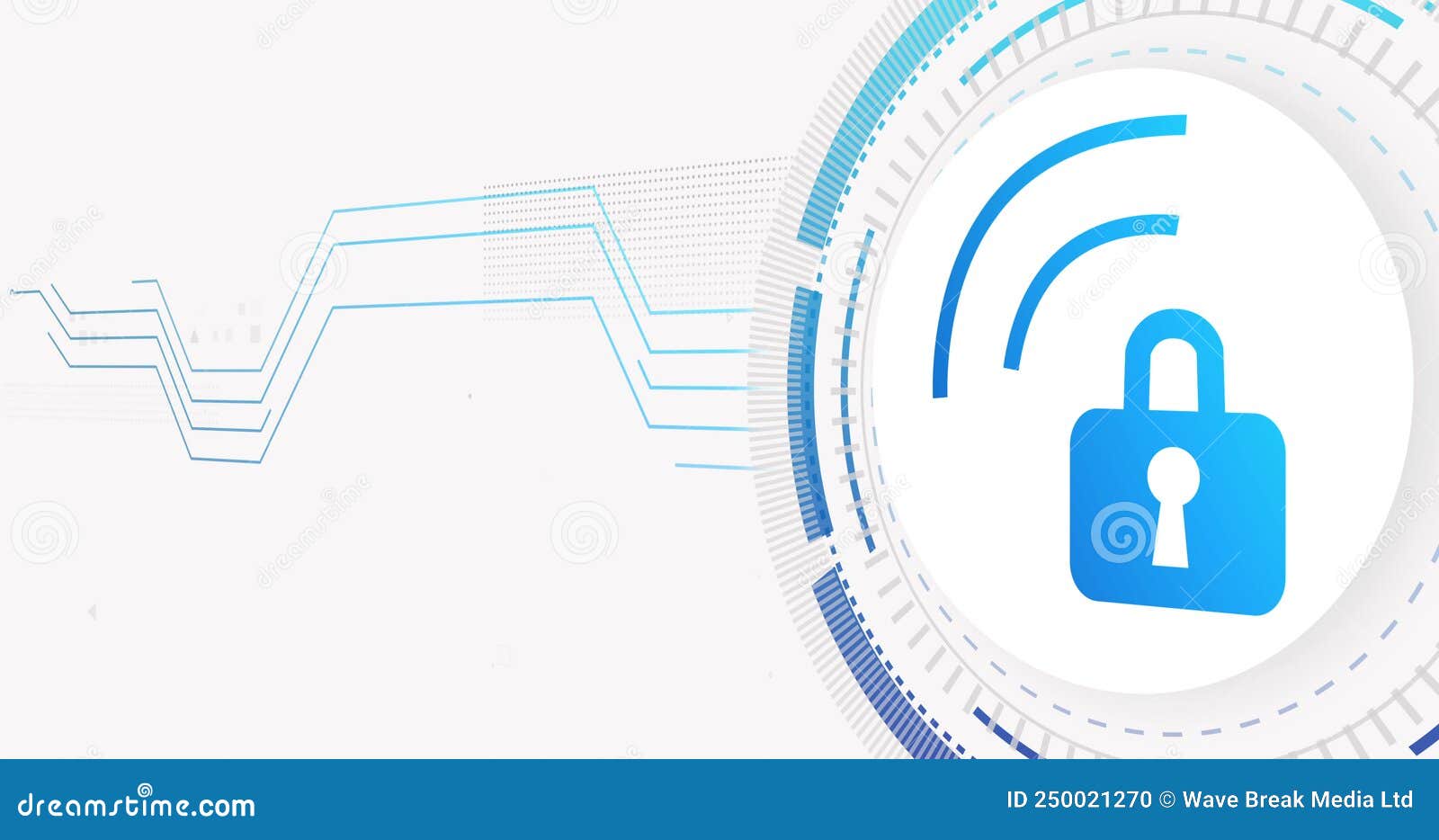 Image of Network of Connections and Padlock on White Background Stock ...