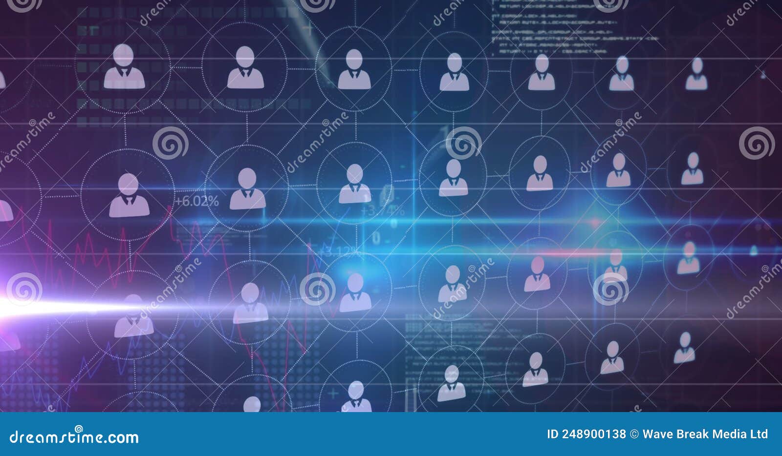Image of Network of Connections with People Icons and Data Processing ...
