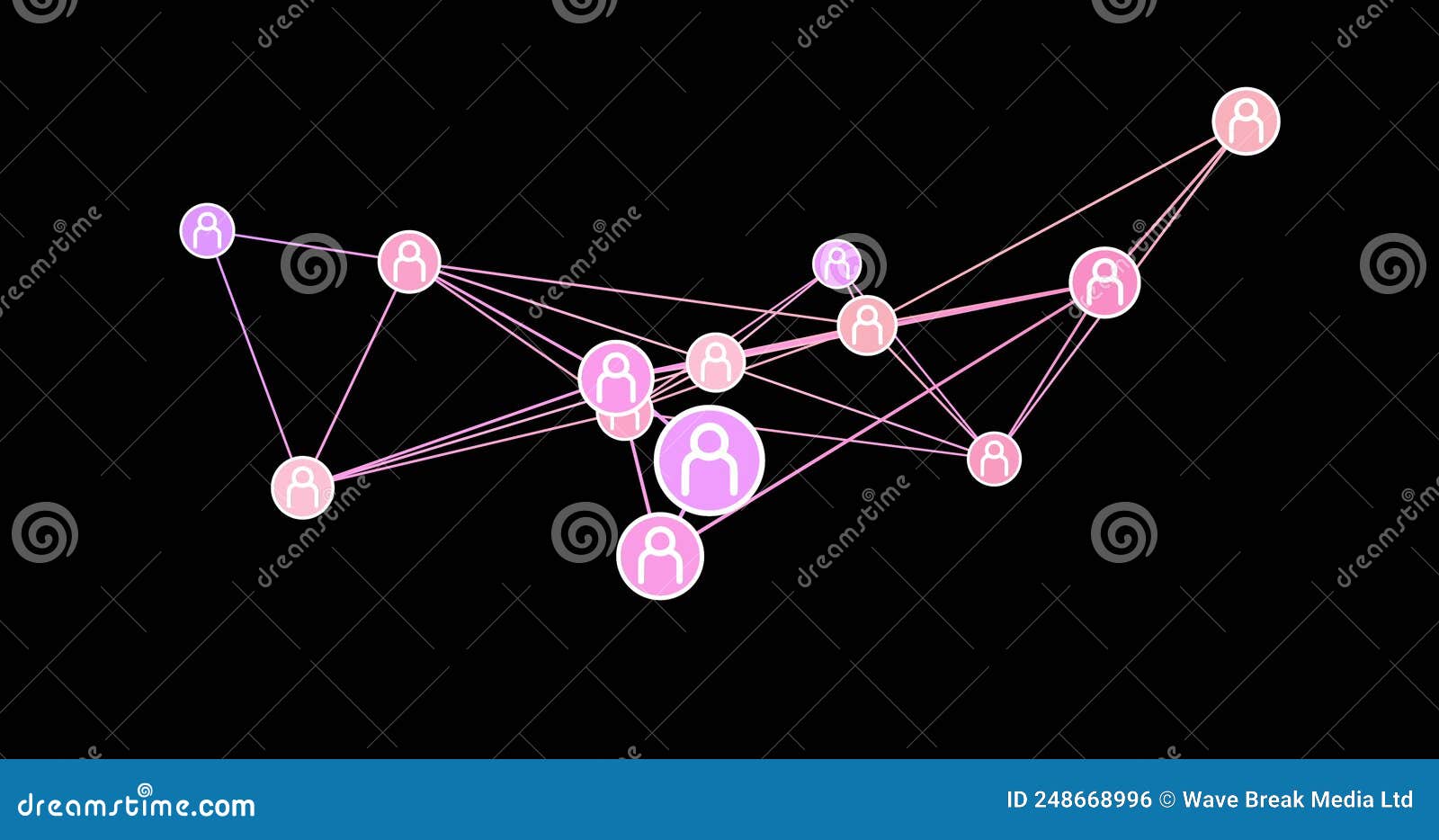 Image of Network of Connections with People Icons Over Black Background ...