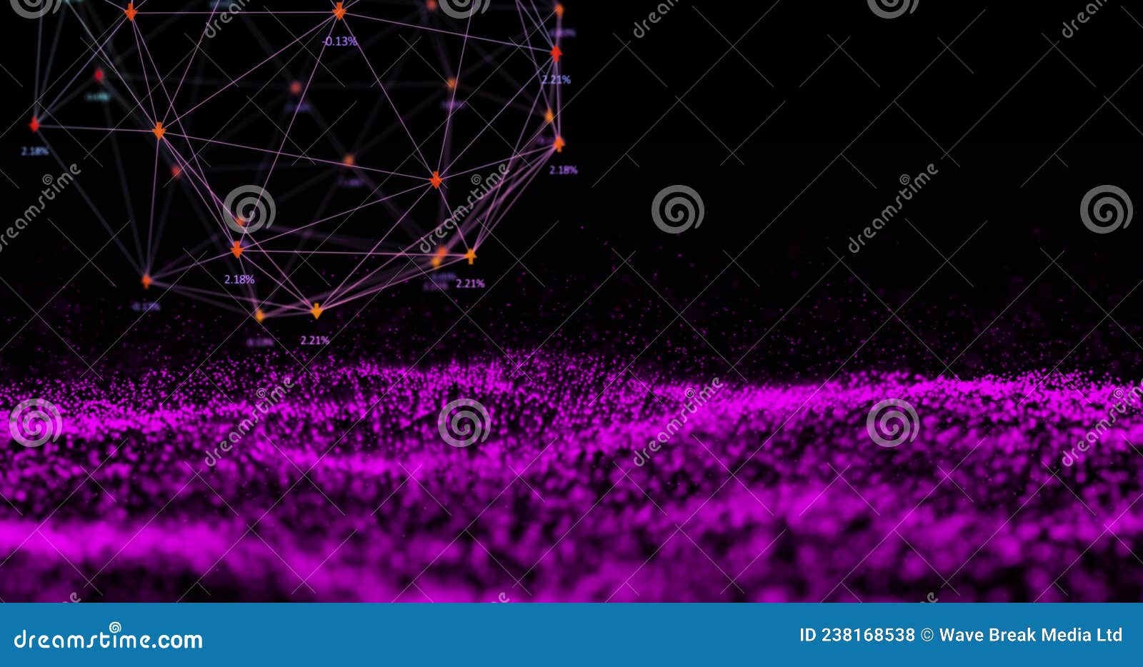Image of Network of Connections and Pink Glitter on Black Background ...