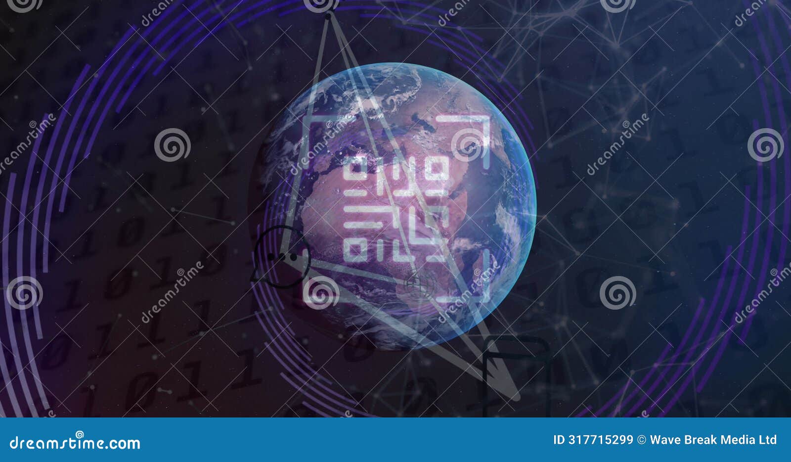 Image of Network of Connections with Qr Code and Globe on White ...