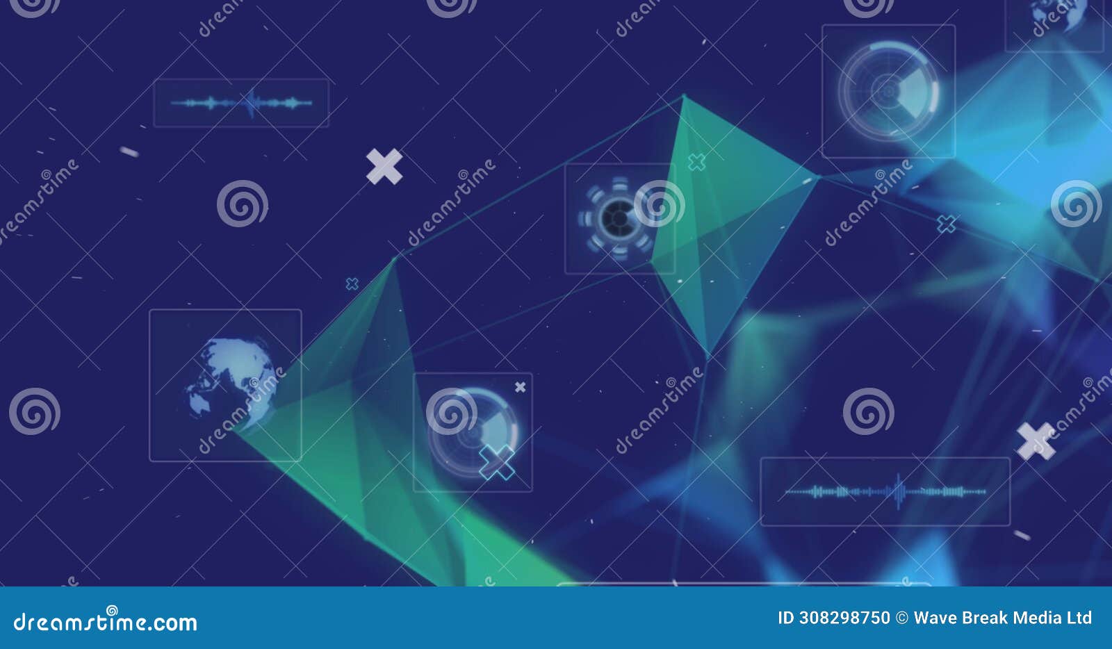 Image of Network of Connections and Scope Scanning on Interface Stock ...