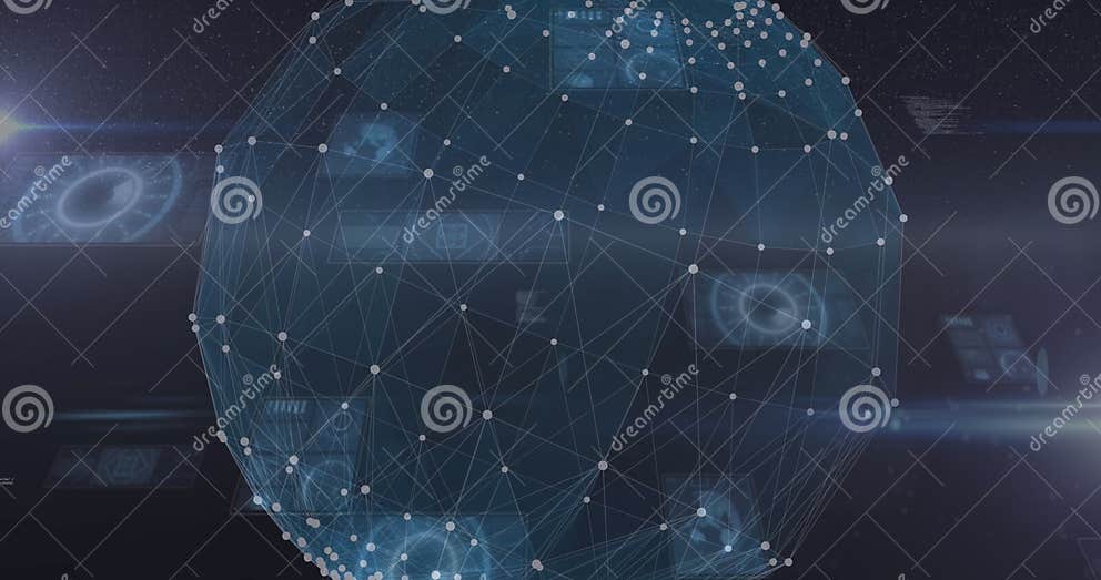 Image of Network of Connections and Scopes Scanning Over Blue ...