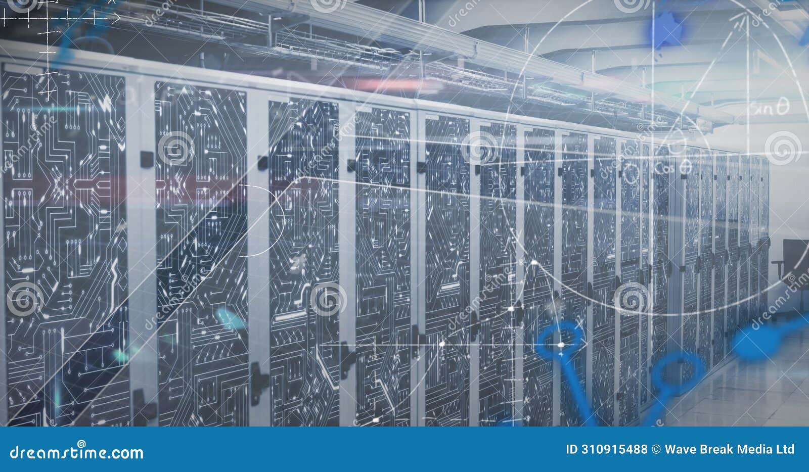 Image Depicts a Vast Network of Servers, Highlighting Data Processing ...