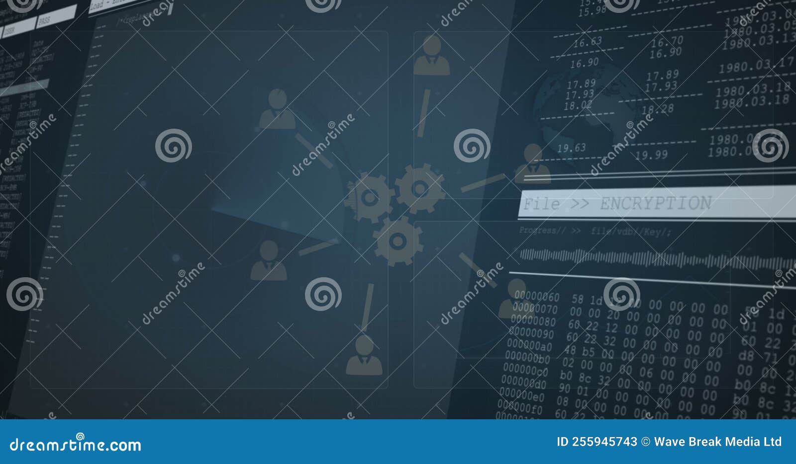 Image of Network of Digital Icons Over Data Processing Against Blue ...