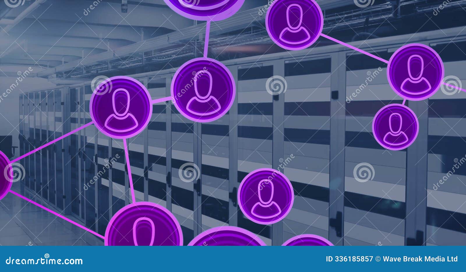 Image of Network of Digital People Icons and Computer Servers Stock ...