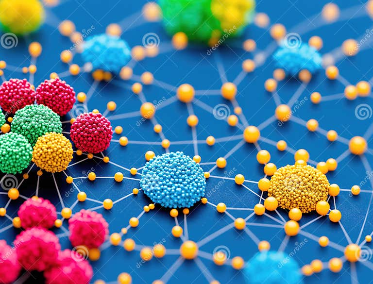 Colorful Network of Molecules Stock Image - Image of connected ...