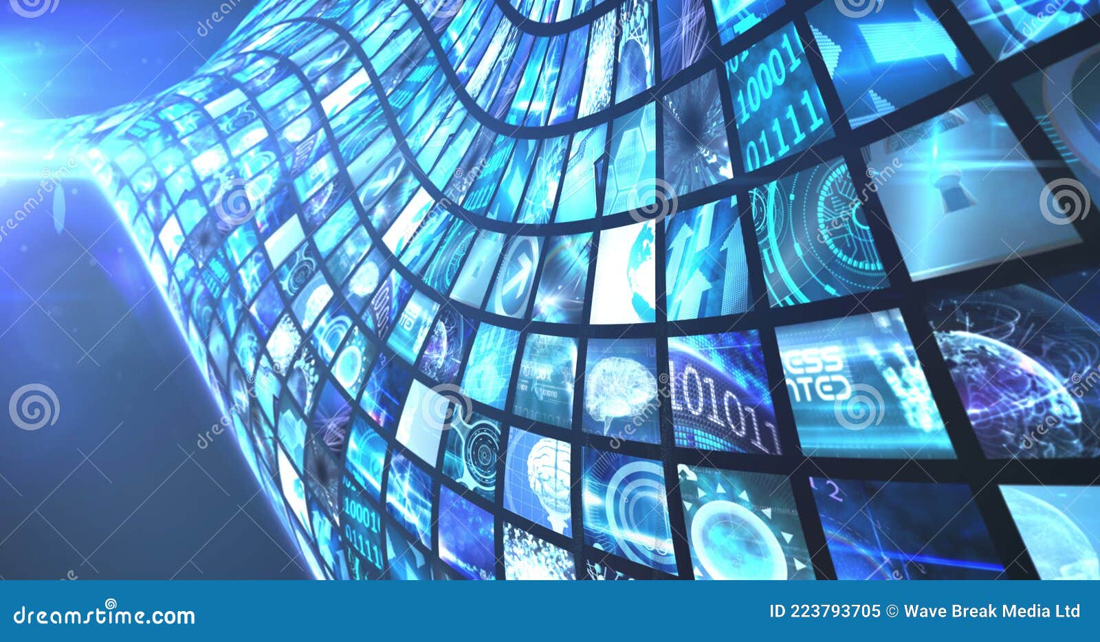 Image of Network of Screens with Digital Data Stock Illustration ...