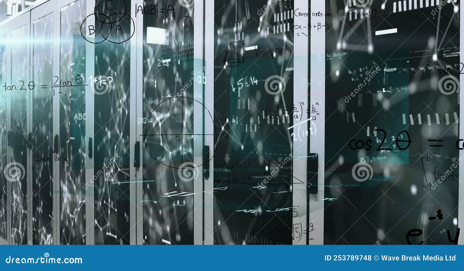 Image of Networks of Connections and Maths Calculations Over Computer ...