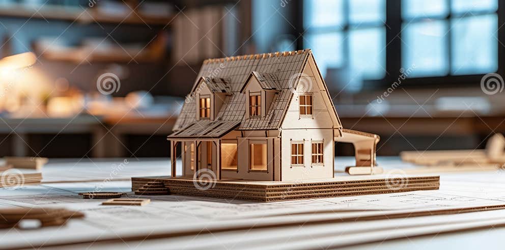 Image of New Model House on Architecture Blueprint Stock Photo - Image ...