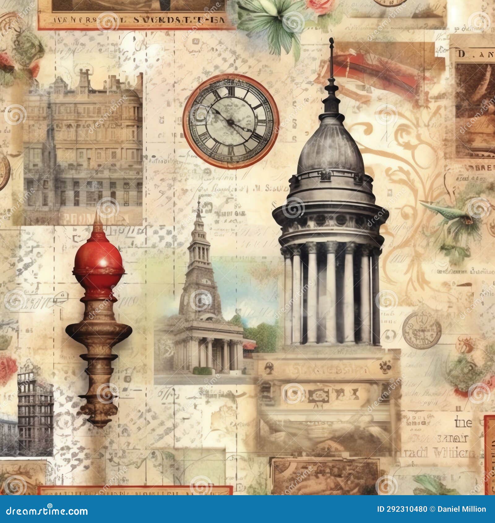 New York Old Paper, Vintage Digital Paper Stock Illustration ...