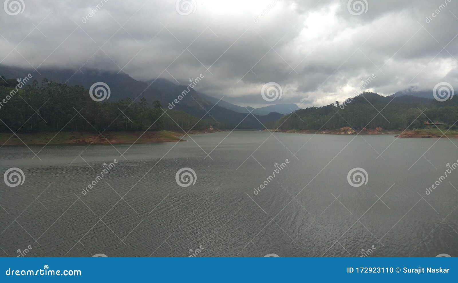 Image of Nice and Beautiful Hill and Cloudy Sky Munnar Lake in Kerala ...