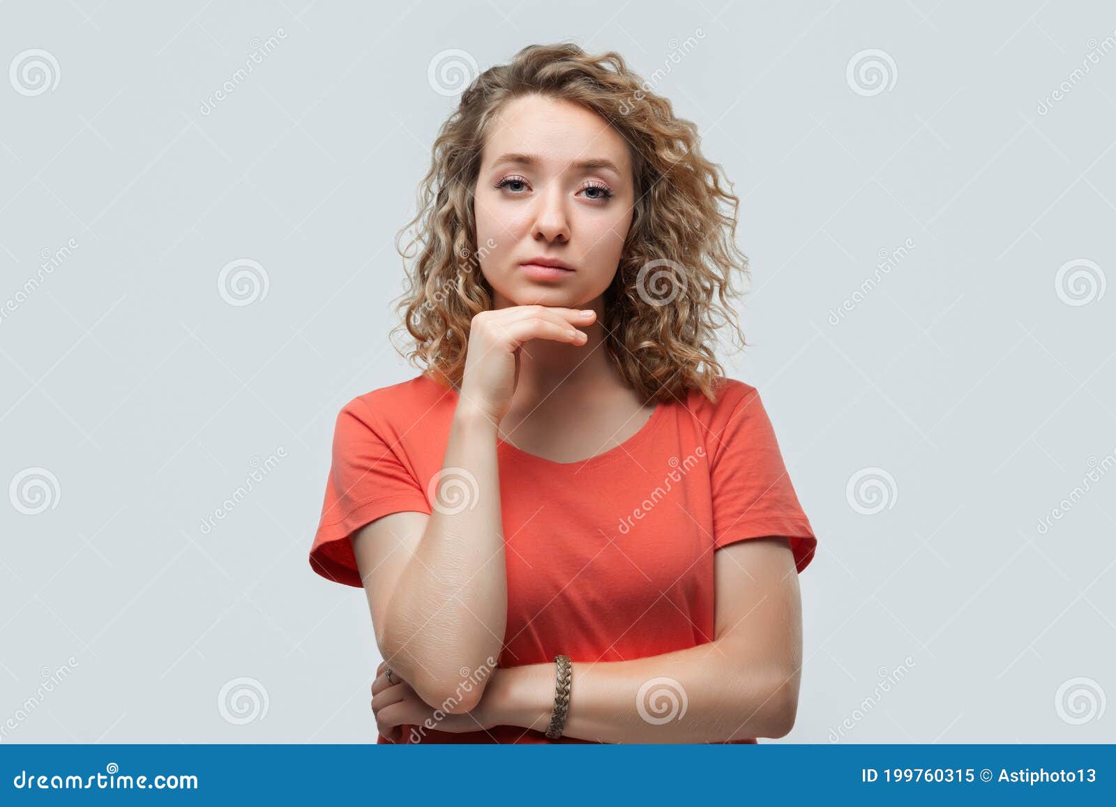 Image of Nice Brooding Woman Thinking and Looking Aside. Human Emotions ...