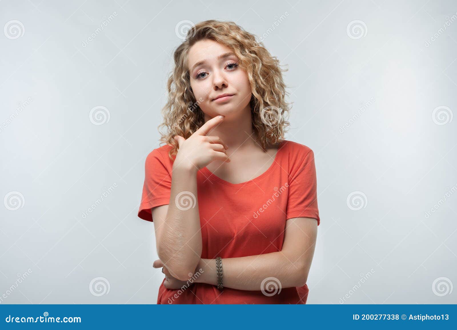 Image of Nice Brooding Woman Thinking and Looking Aside. Human Emotions ...