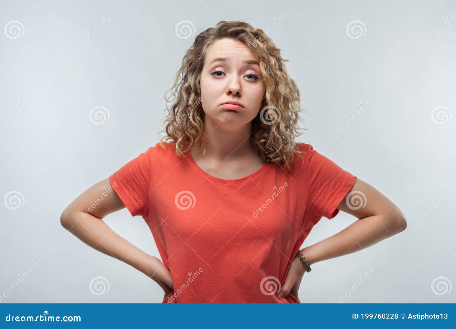 Image of Nice Brooding Woman Thinking and Looking at Camera. Human ...