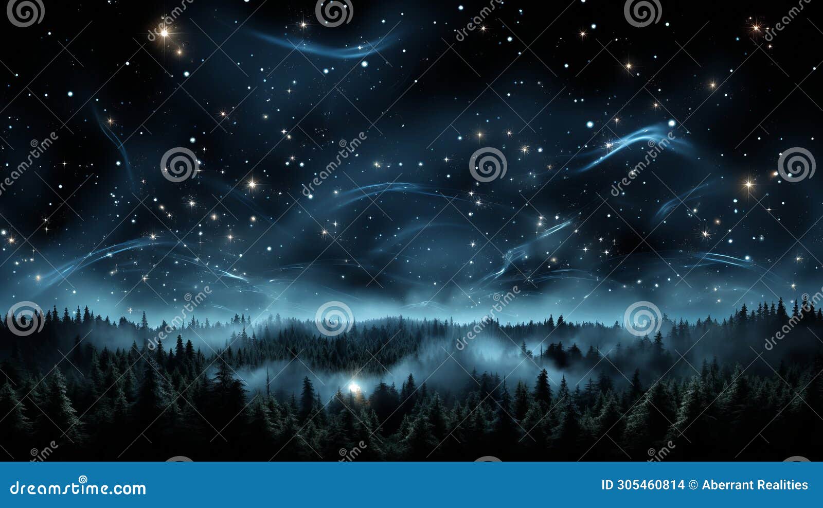 An Image of the Night Sky Over a Forest Stock Photo - Image of nature ...