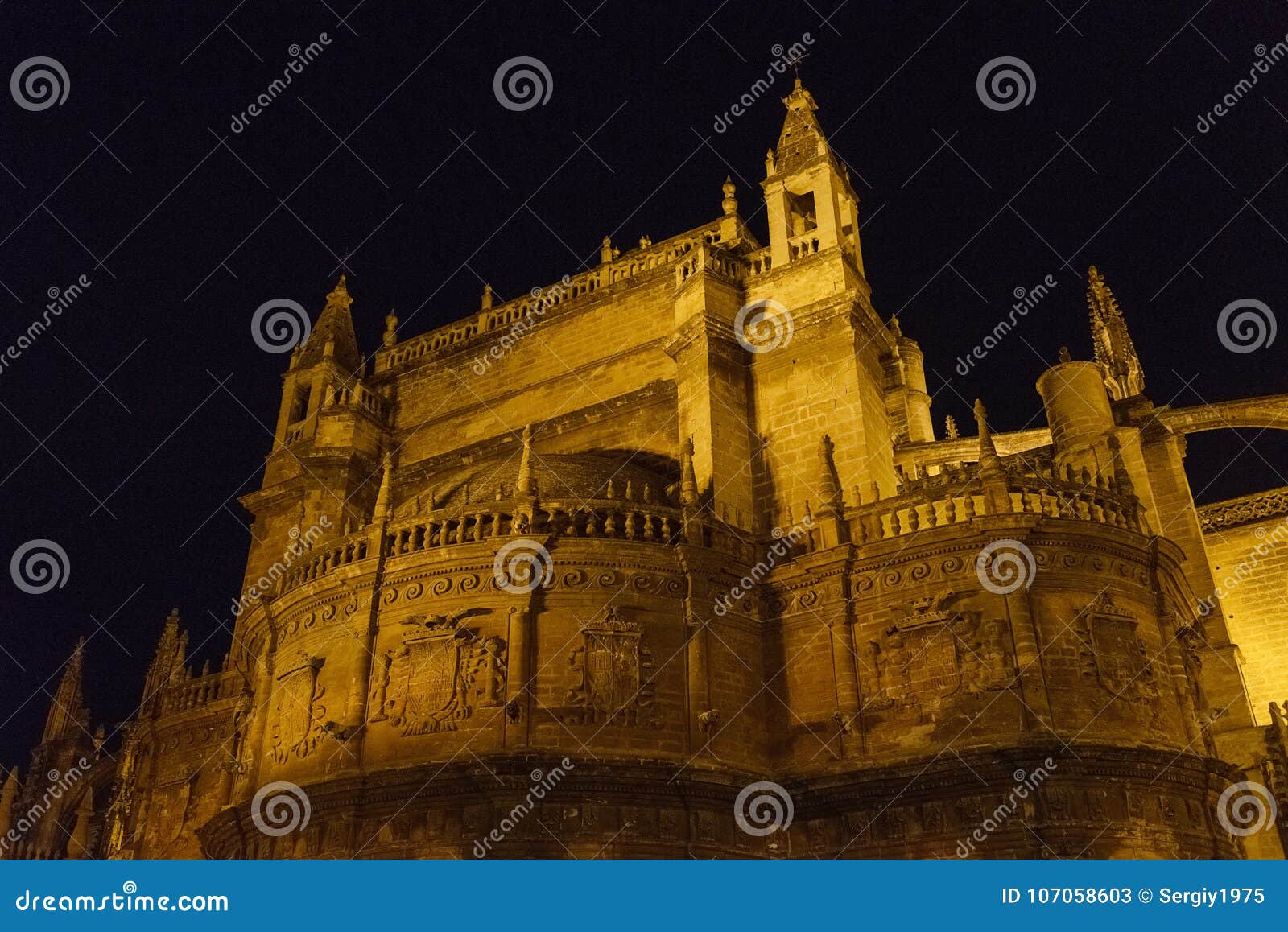 Night View of the Castle in Sevilla Stock Image - Image of cityscape ...
