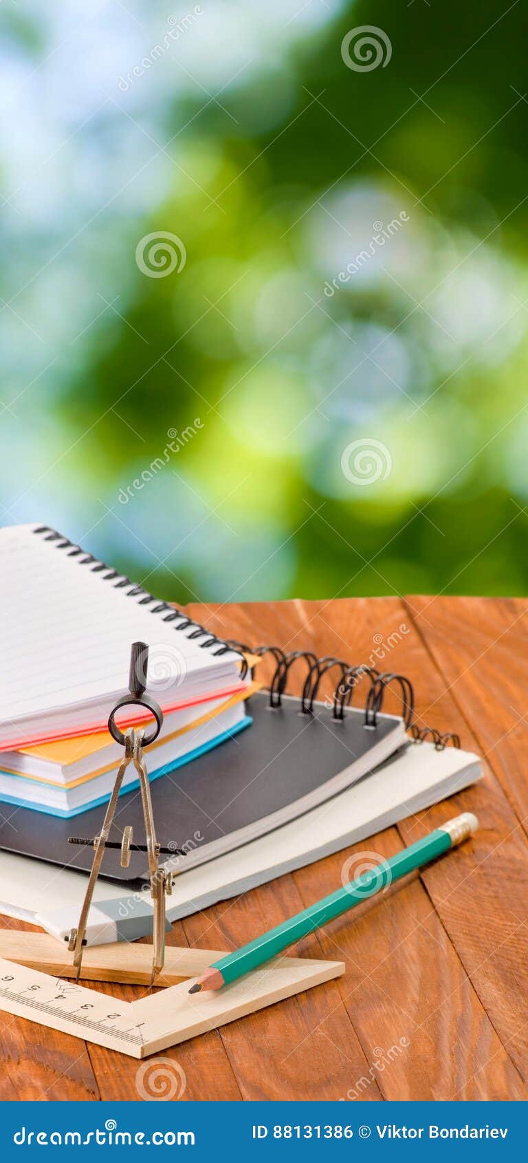 Image of Notebooks, Ruler and Pencil Close Up Stock Photo - Image of ...