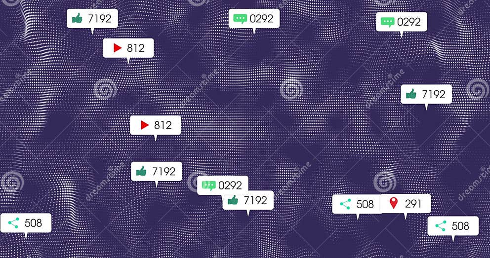 Image of Notification Bars Over Dynamic Wave Pattern Against Abstract ...