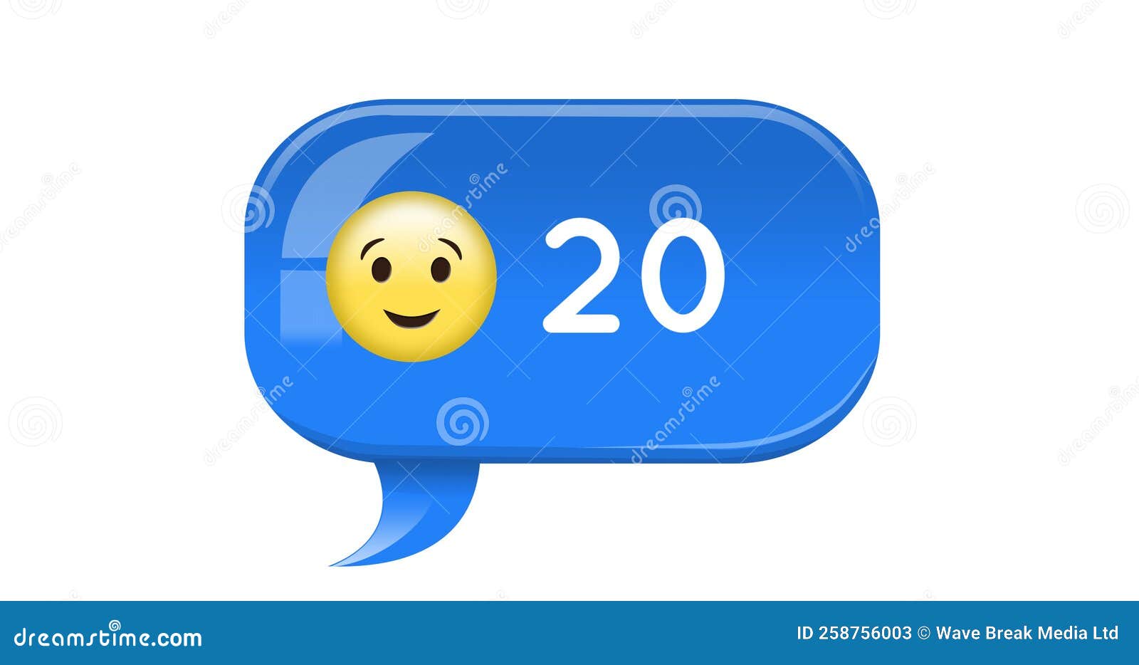 Image of 20 Notifications and Emoticon on White Background Stock ...